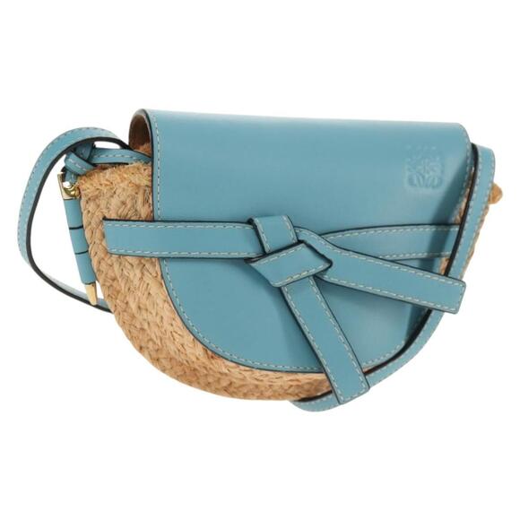 Loewe | Bags | Loewe Gate Bag Mini Shoulder Bag Straw Beige Light Blue ...